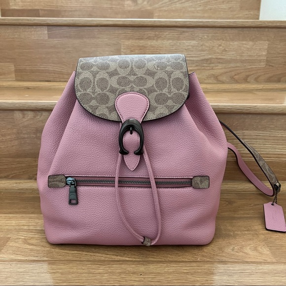 Coach | Bags | Coach Ladies Signature Canvas Blocking Evie Pinktan ...